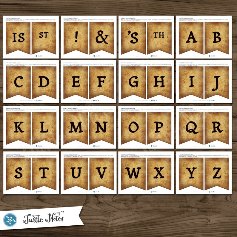 Small Pirate Treasure Map Themed Banner : Printable Banner All Letters ...