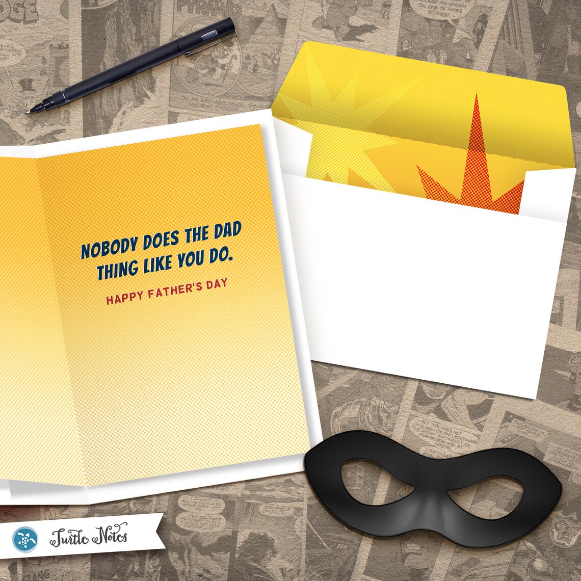 Super Dad Super Hero Themed Printable Father's Day Card With Matching ...