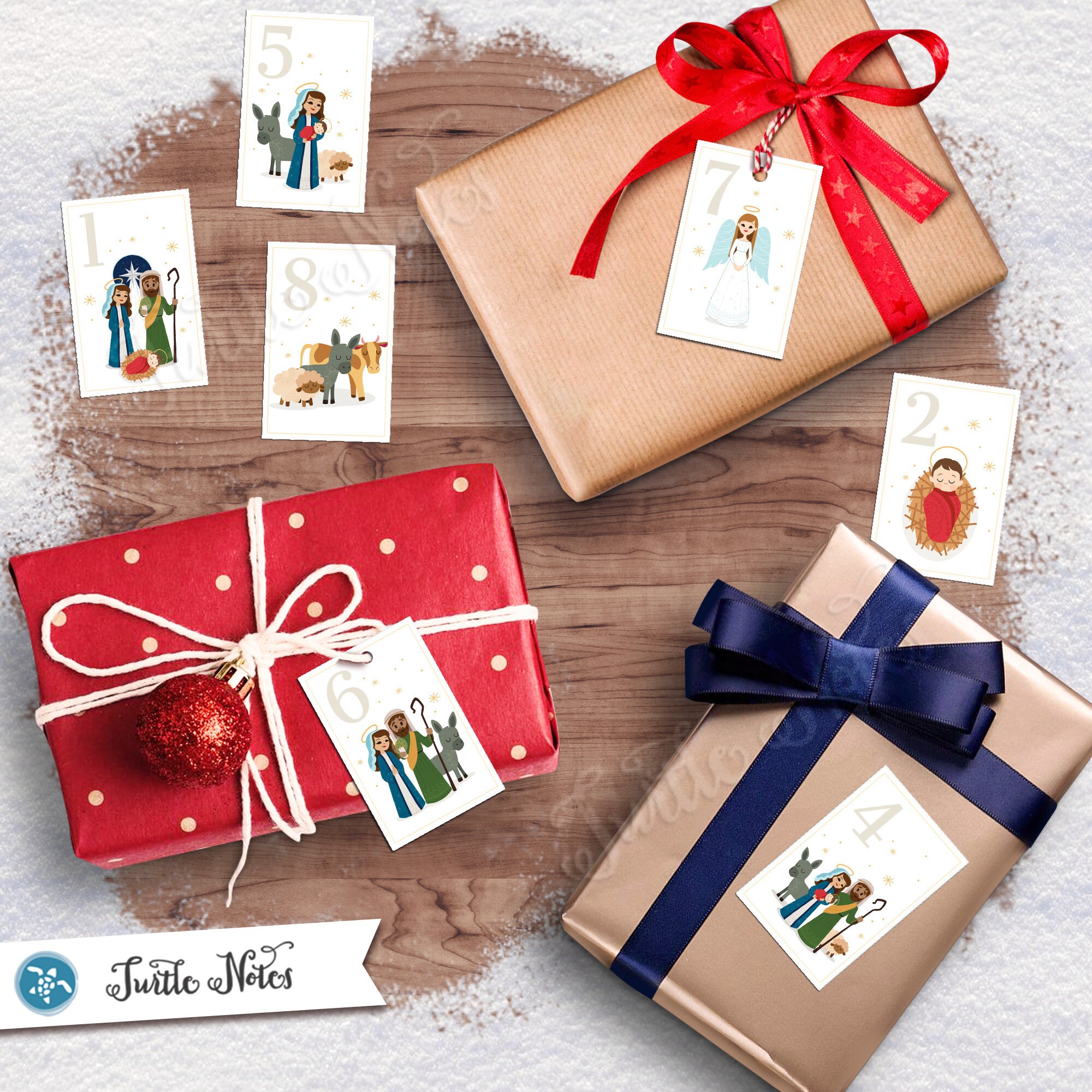 Nativity Themed 12 Days of Christmas Gift Tags With Gift Poem | Digital ...