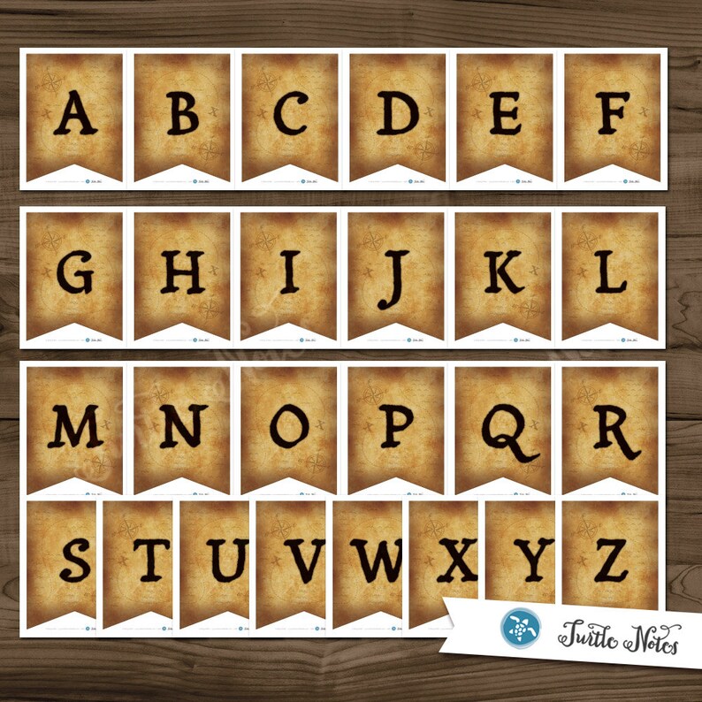Large Pirate Treasure Map Themed Banner : Printable Banner All Letters ...