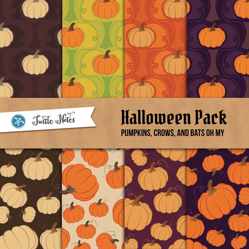 Halloween Pumpkins Crows and Bats Digital Paper Pack - Etsy