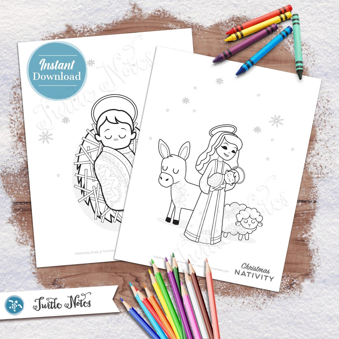 Christmas Nativity Printable Coloring Pages | 12 Digital, Printable ...
