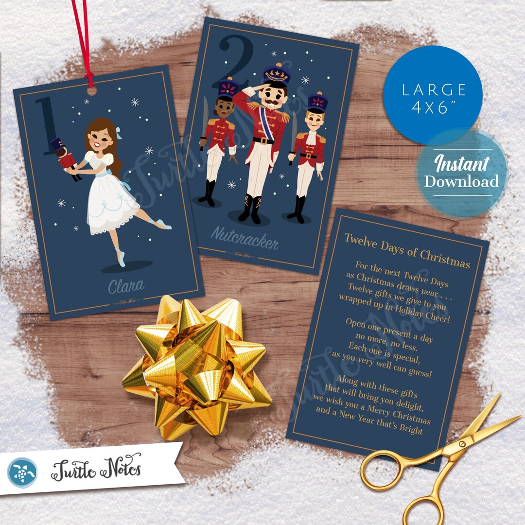 Large Nutcracker 12 Days of Christmas Gift Tags With Gift Poem ...