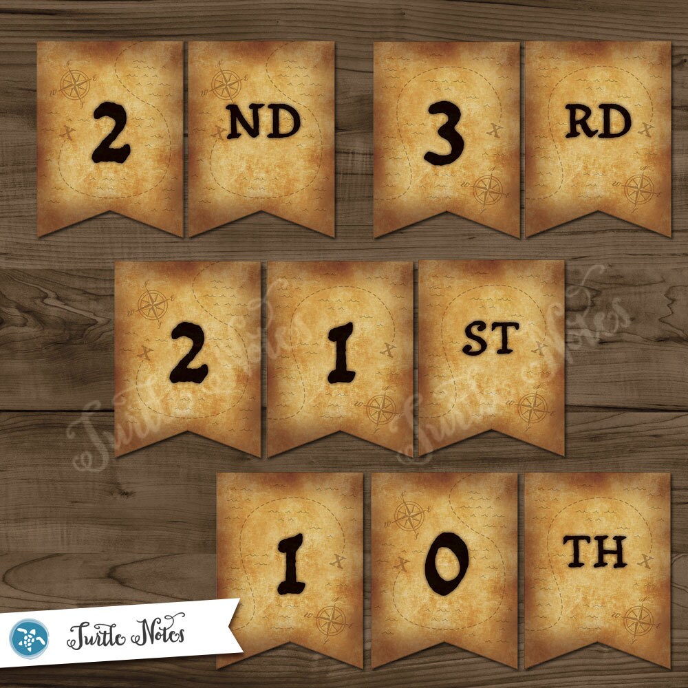 Small Pirate Treasure Map Themed Banner : Printable Banner All Letters ...