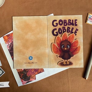 Cute Turkey Thanksgiving Greeting Card | Gobble Gobble | Festive ...