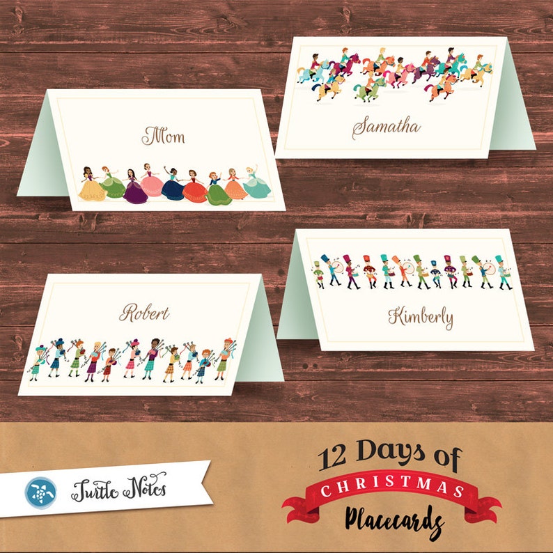 12 Editable Twelve Days of Christmas Place Cards - Etsy