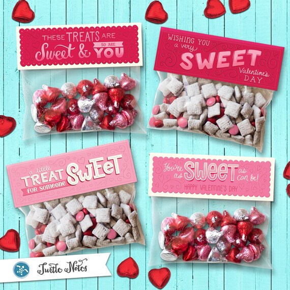 4 Printable Sweet Valentine Treat Bag Toppers Read Full | Etsy