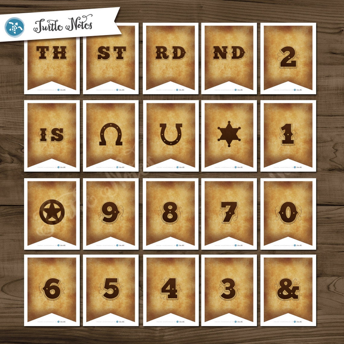 Large Western Themed Banner : Printable Banner All Letters 0-9 Numbers ...