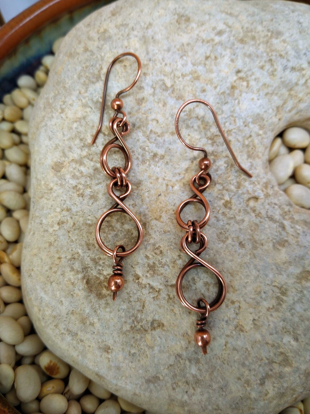 Antiqued Copper Double Quad Loop Dangle Earrings - Etsy