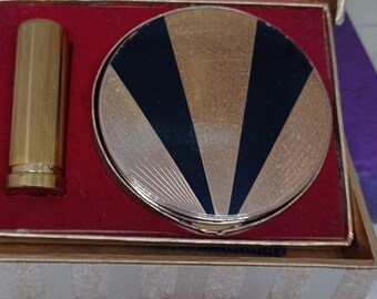 Mother of Pearl Luxury Set. Powder Compact & Lipstick Case. in Original ...