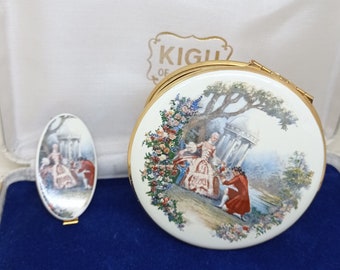 Mother of Pearl Luxury Set. Powder Compact & Lipstick Case. in Original ...