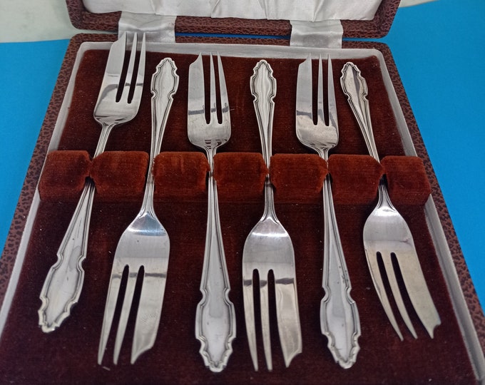 Art Deco Chrome Cake Forks in Original Presentation Box C1950s ...
