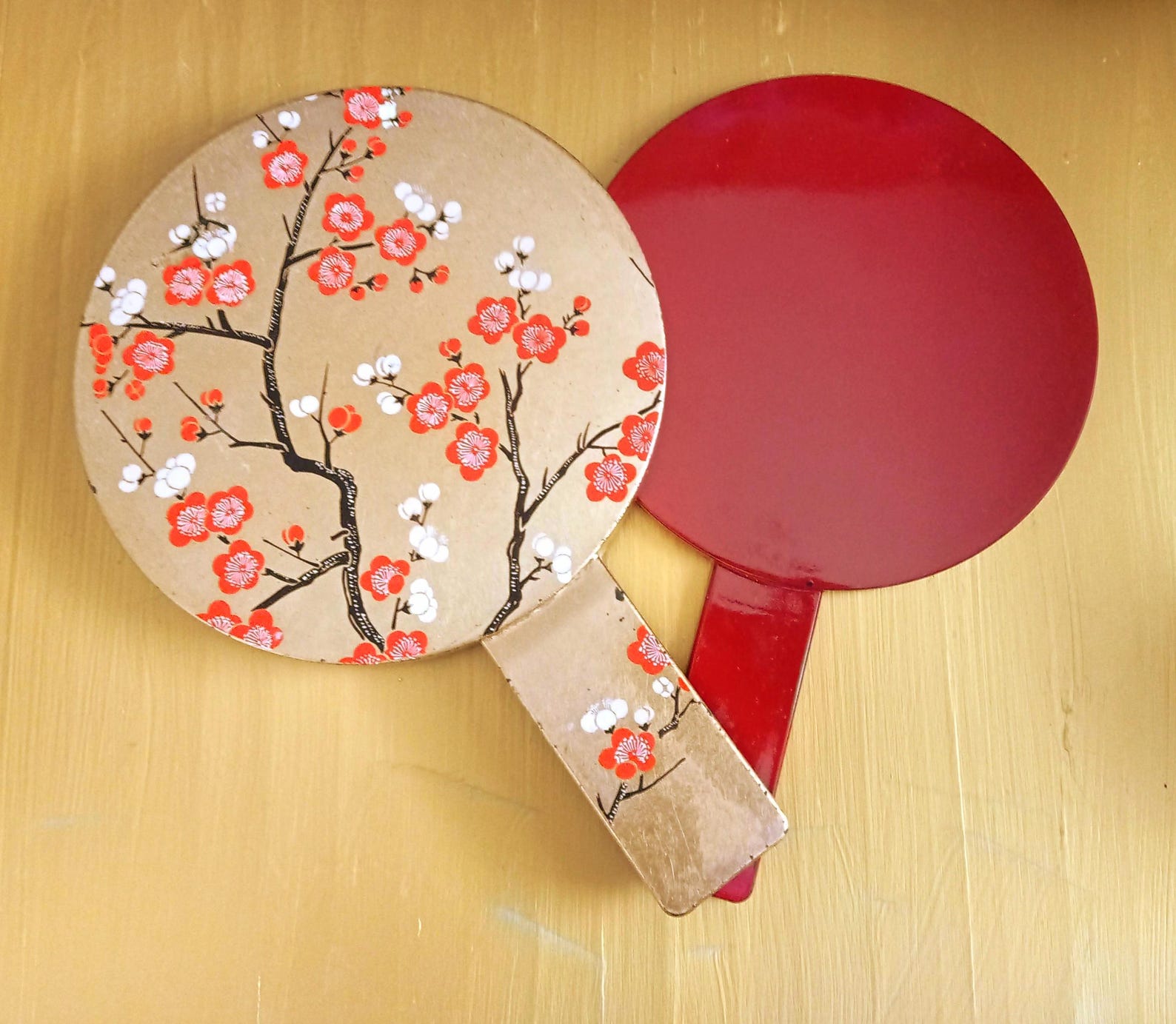 Kagami Double Mirror Lacquer Mirror Set. Cherry Blossom. for A Dressing ...