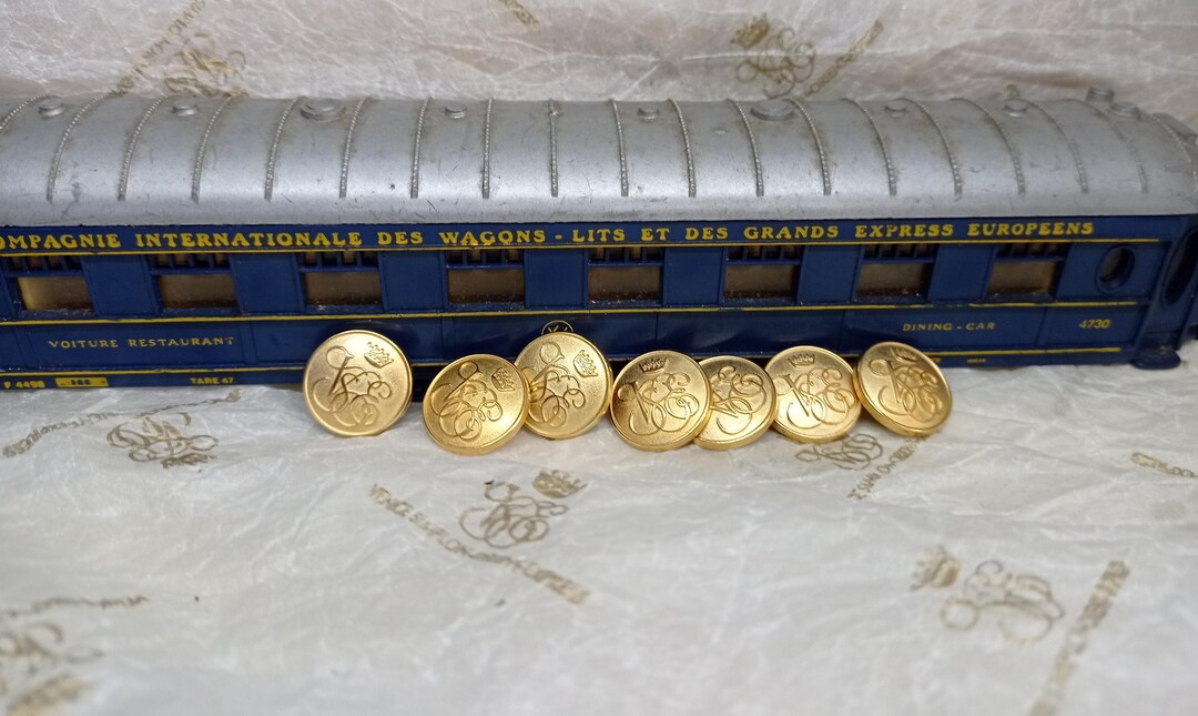 Orient Express Uniform Buttons, Set of 7. Shiny Golden Tone Luxurious ...