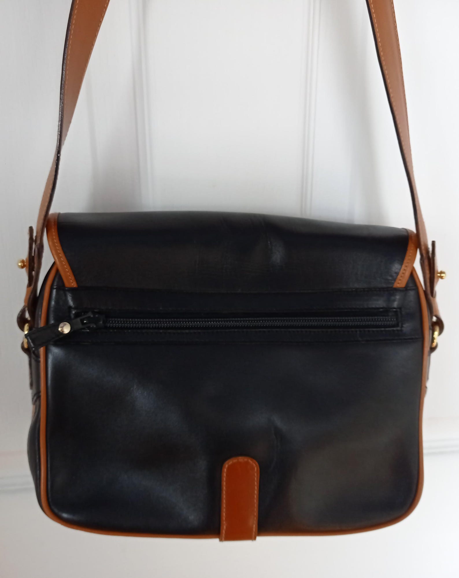 Venice Simplon Orient Express Black Leather & Tan Handbag. Crafted in ...