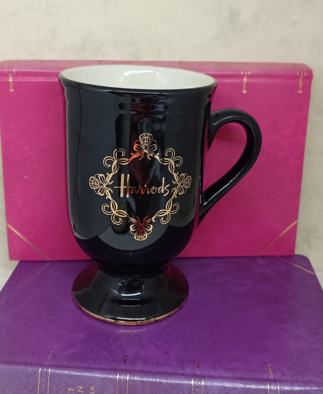 Harrods of London Mug. Classic Gold on Black Design. Gorgeous Vintage ...