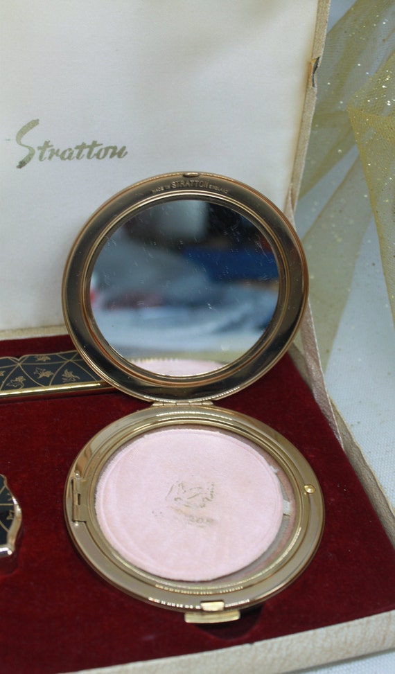 Gold and Black Stratton Powder Compact Mirror, Pill B… - Gem