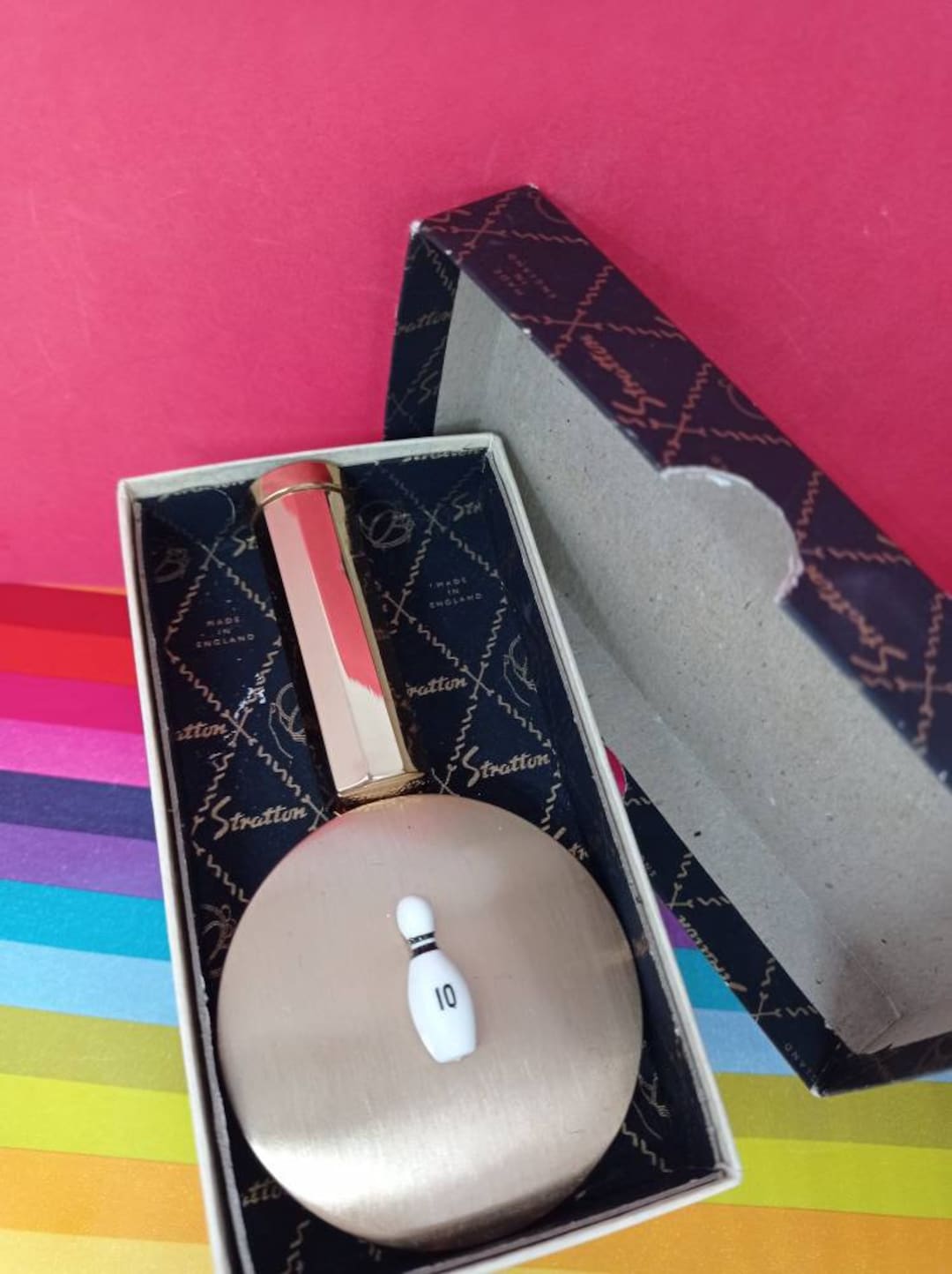 Tenpin Bowling Theme Lipview Holder and Mirror 1950's in Original Gift ...