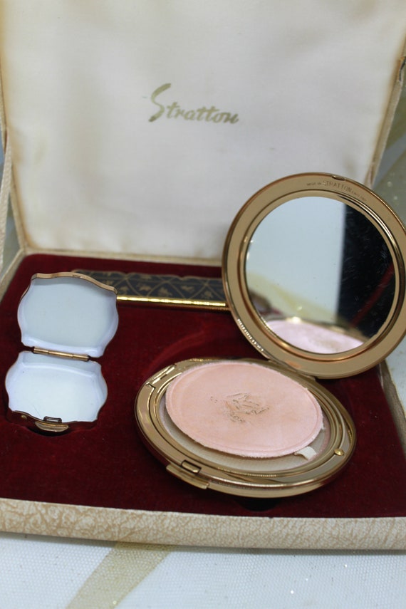 Gold and Black Stratton Powder Compact Mirror, Pill B… - Gem