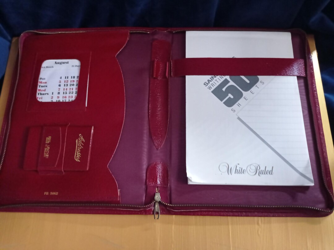 Burgundy Red Leather Traditional Writing Case. Vintage Office ...