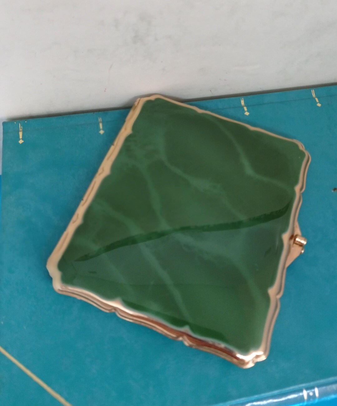 Green Marble Enamel Cigarette Case . Stratton of London C1950's ...