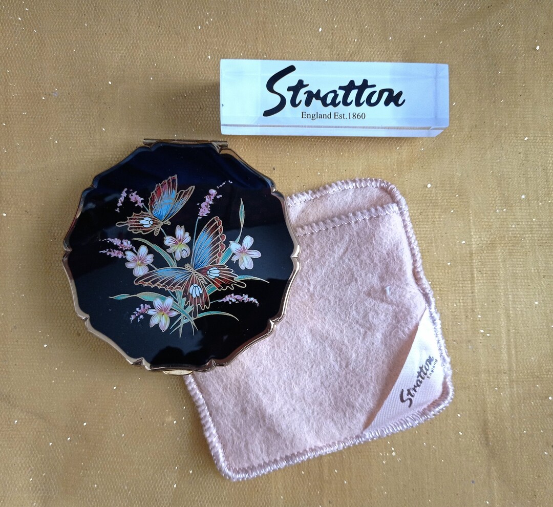 Stratton Butterfly Powder Compact Mirror. With Carry Case. Beautiful ...