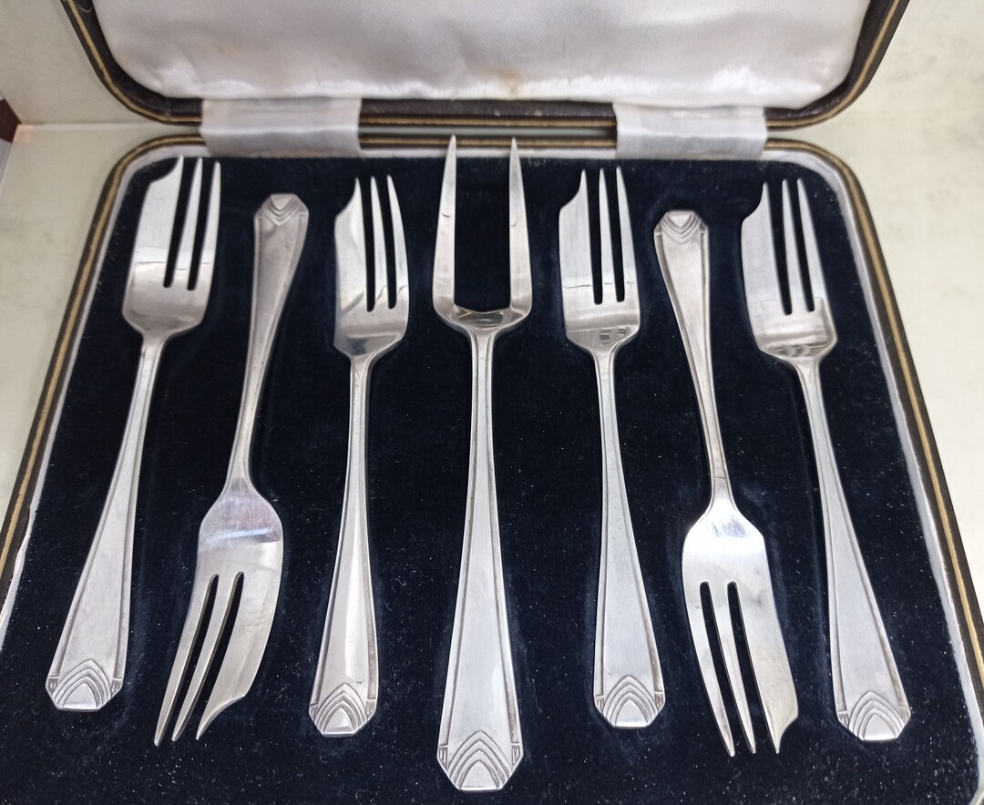 English Silver Plated Cake Forks With Server in Original Presentation ...