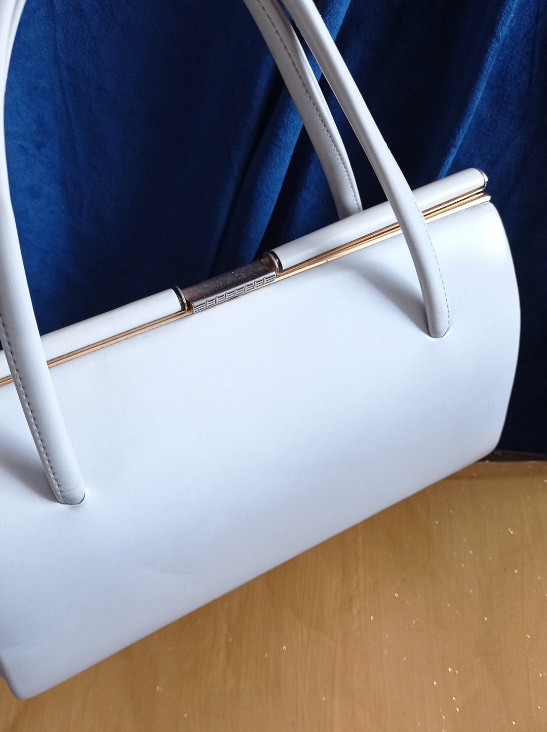 Grace Kelly Style White Leatherette Handbag. Mid Century Vintage Bag ...