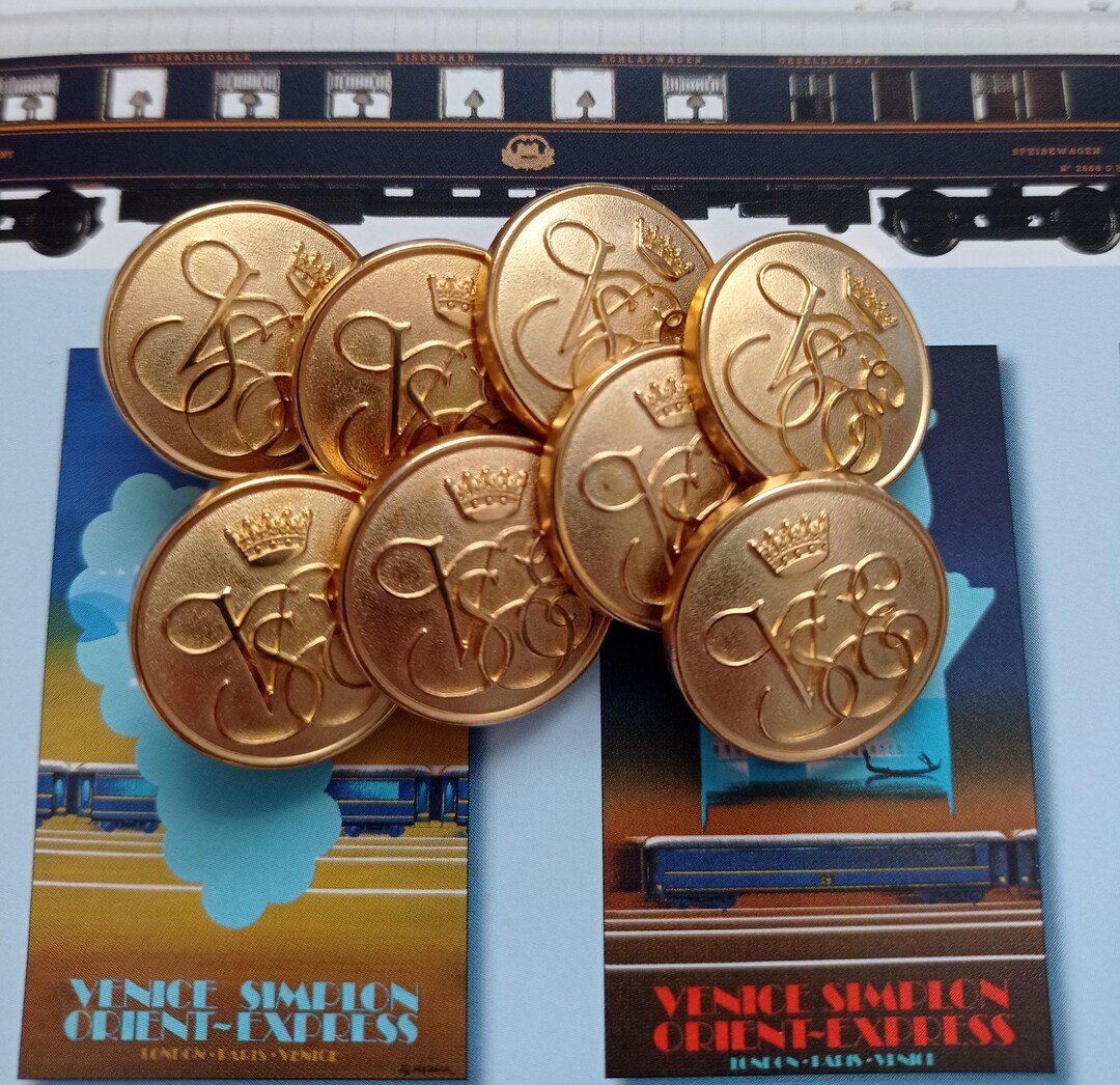 Orient Express Uniform Buttons, Set of Eight. Shiny Golden Tone ...