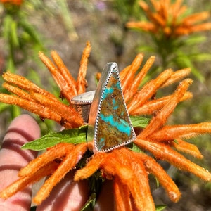 Rising Phoenix Turquoise Claw Rustic Wide Band Triangular Handmade ...