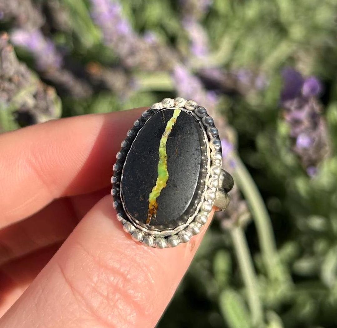 Blackjack Turquoise Rainbow Sterling Silver Handmade Large Statement ...