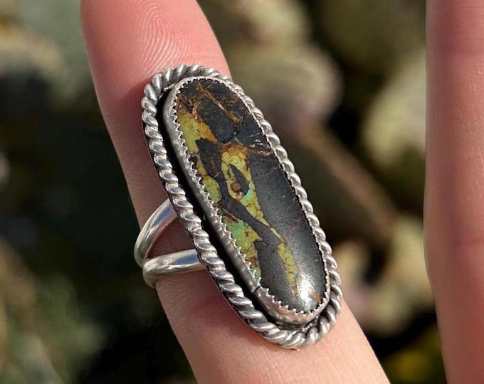 Sterling Silver Turquoise Ring. Blackjack Turquoise. Size 8 - Etsy