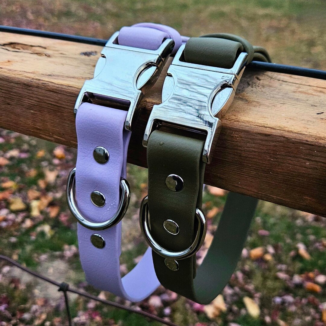 1 Inch Wide Biothane® Waterproof Dog Collar - Solid Color - Durable and ...