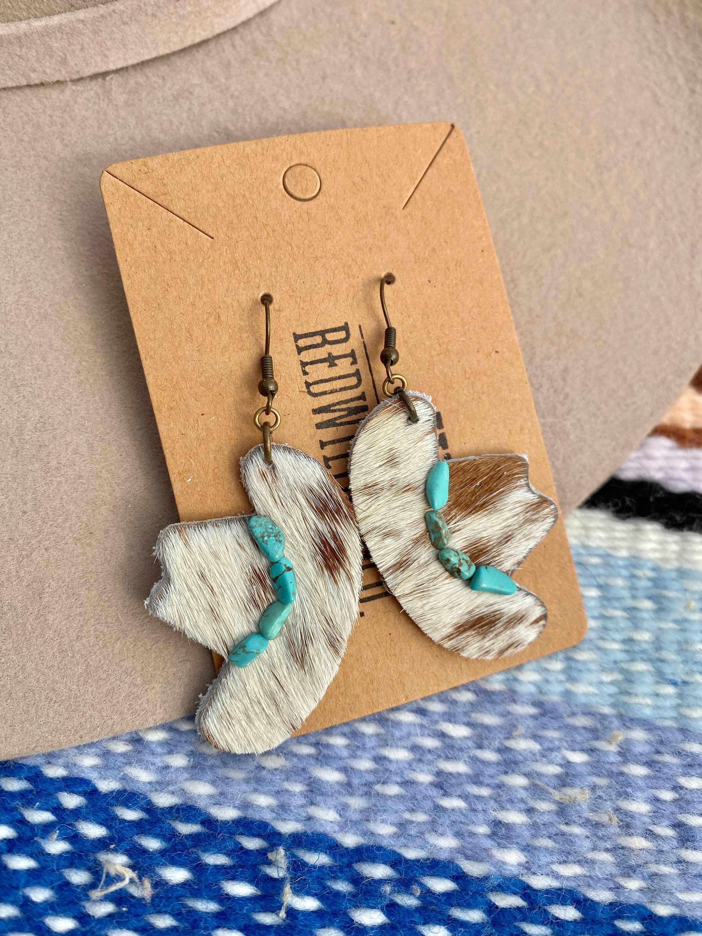 Western Cowhide Cowboy Hat Earrings Gifts for Her Birthday - Etsy