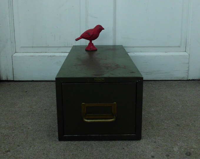 Green Metal Card File Box - Etsy