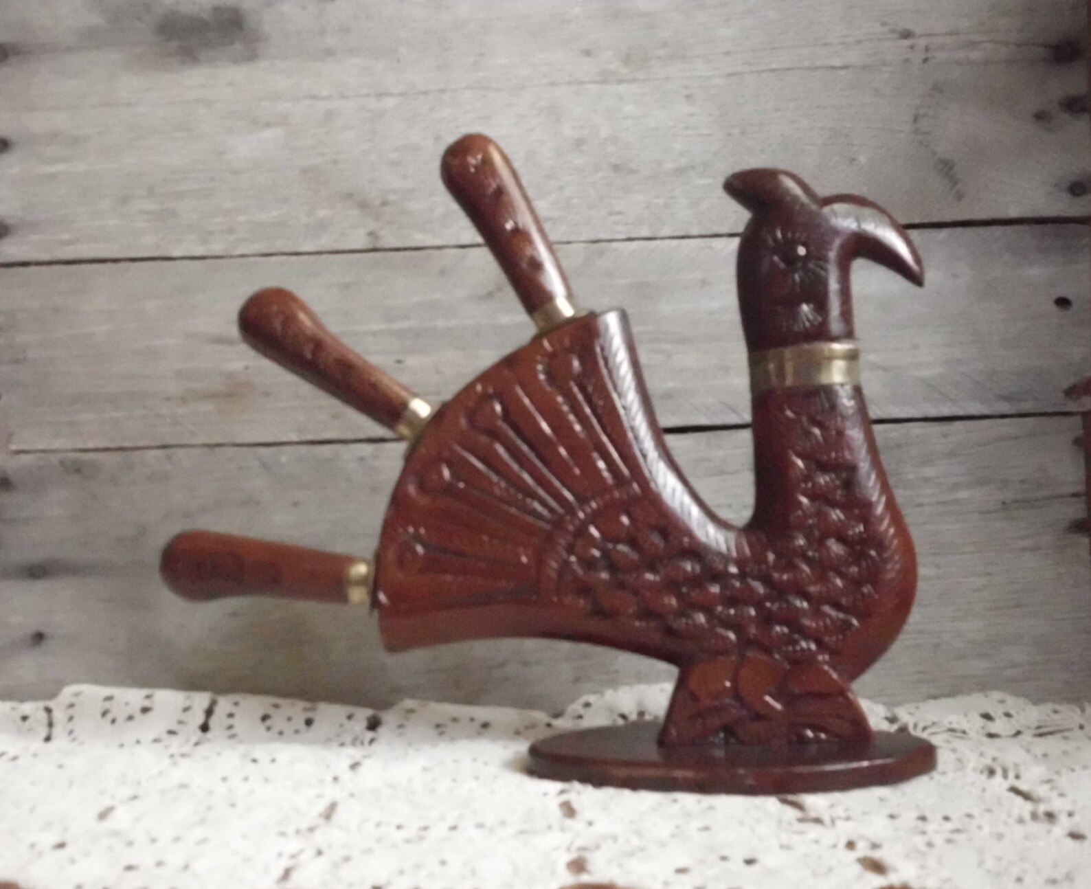 Carved Wood Bird Knife Holder - Etsy