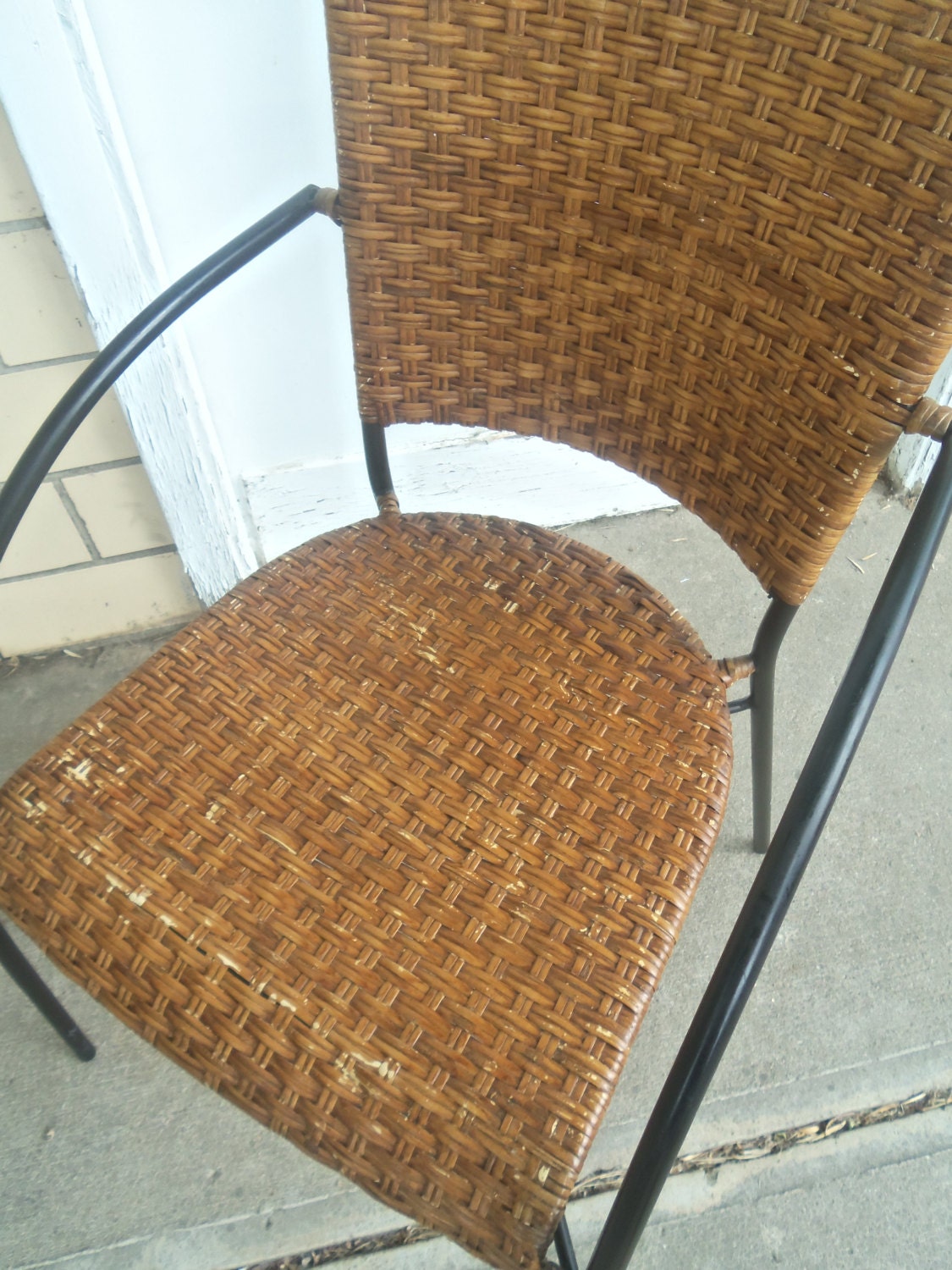 REDUCED Mid Century Mod Wrought Iron & Wicker Rattan Easy - Etsy Canada