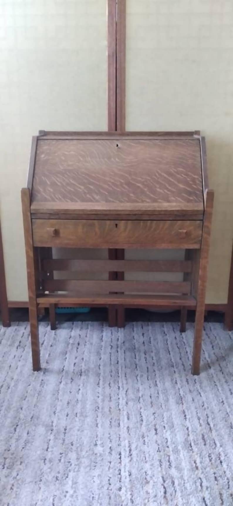 Antique Tiger Oak Secretary Desk - Etsy