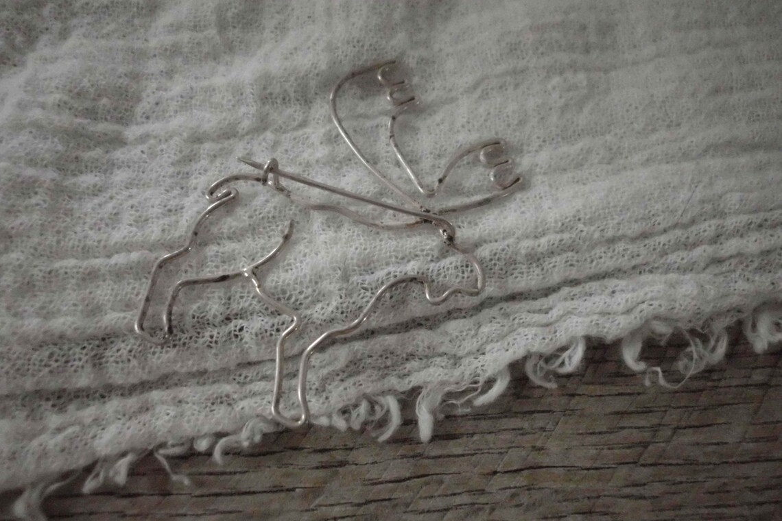 Sterling Silver Moose Pin Silver Wire Moose Brooch | Etsy