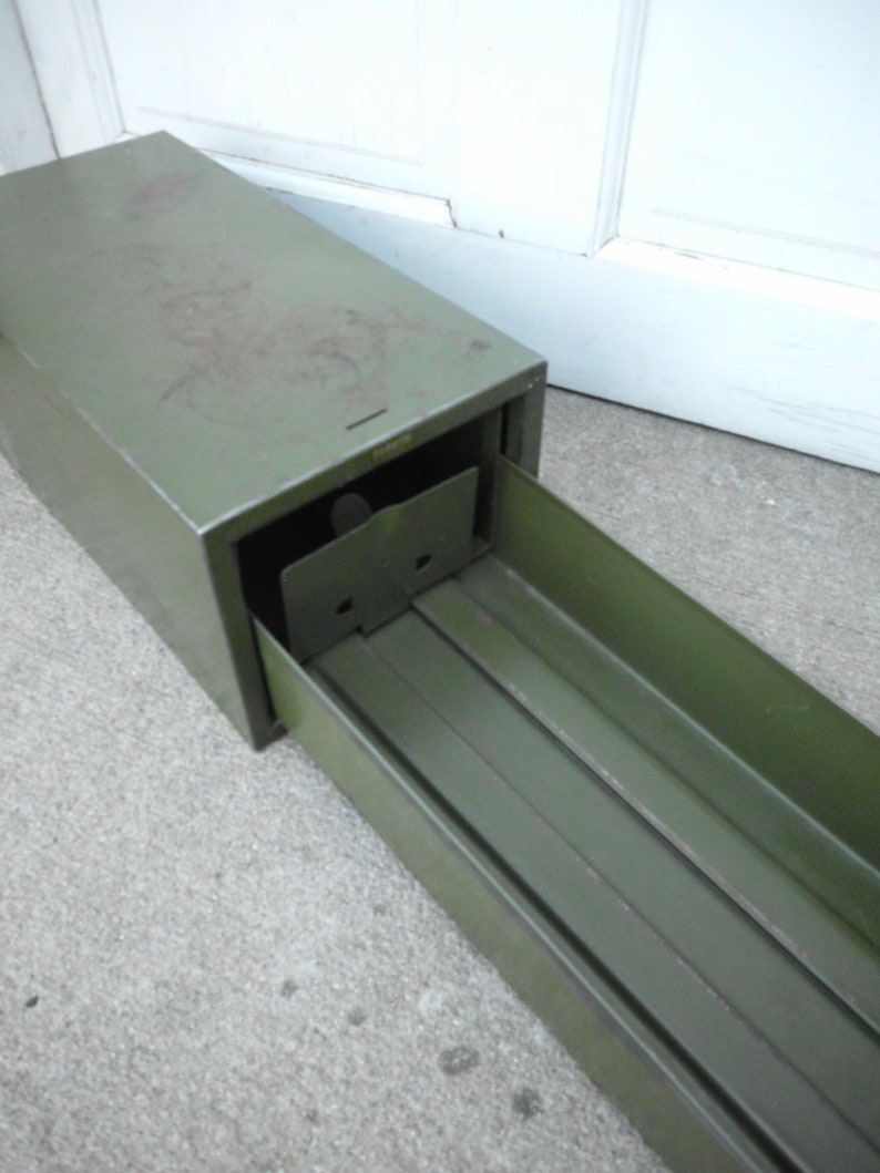 Green Metal Card File Box - Etsy