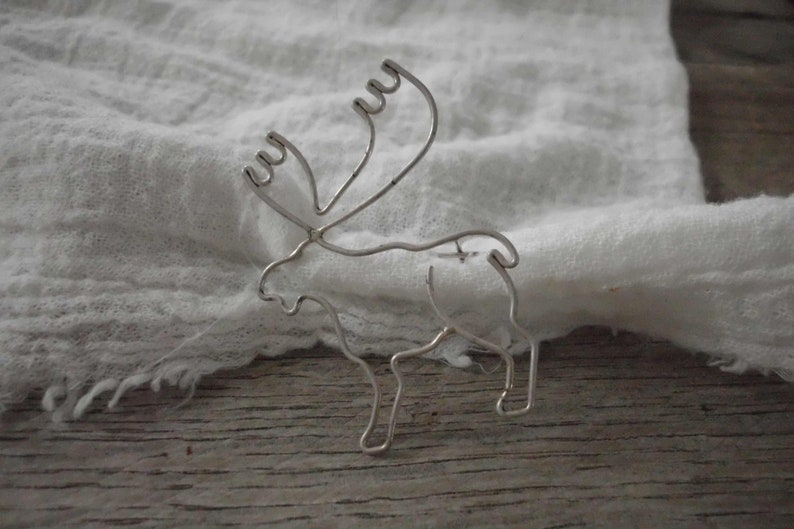 Sterling Silver Moose Pin - Silver Wire Moose Brooch - Etsy