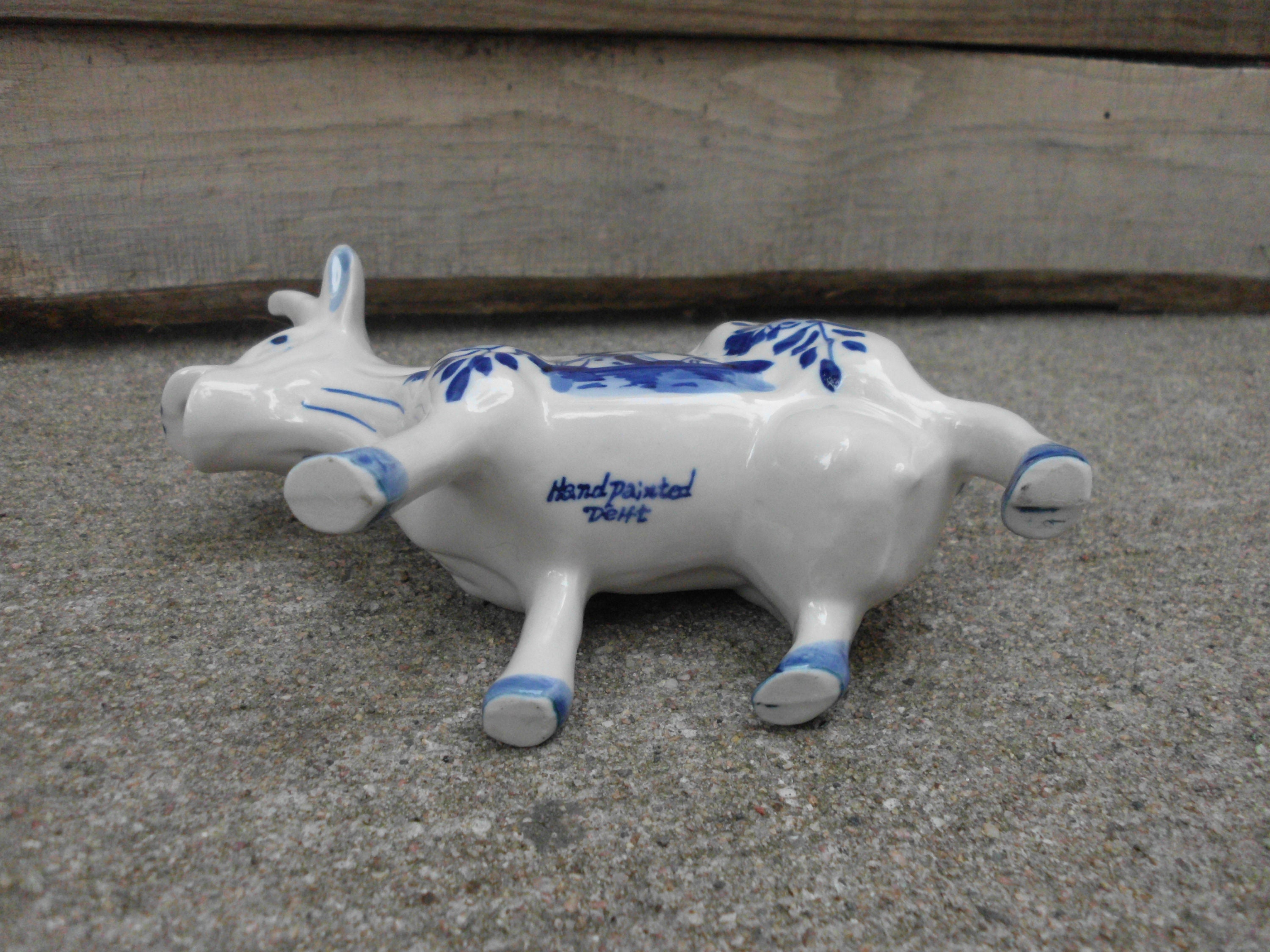 Sweet Painted Delft Blue Ceramic Cow Creamer | Etsy
