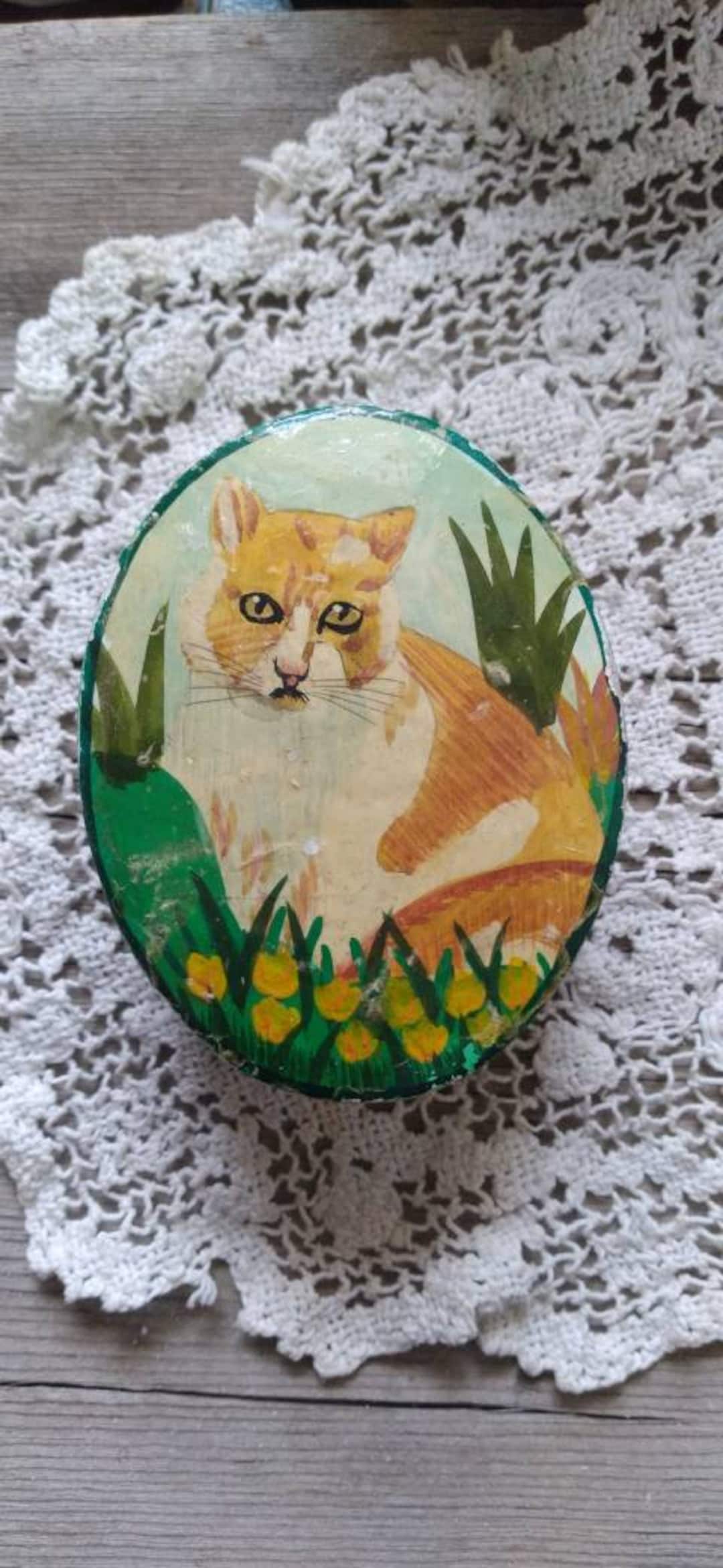Paper Mache Kitty Trinket Box - Etsy