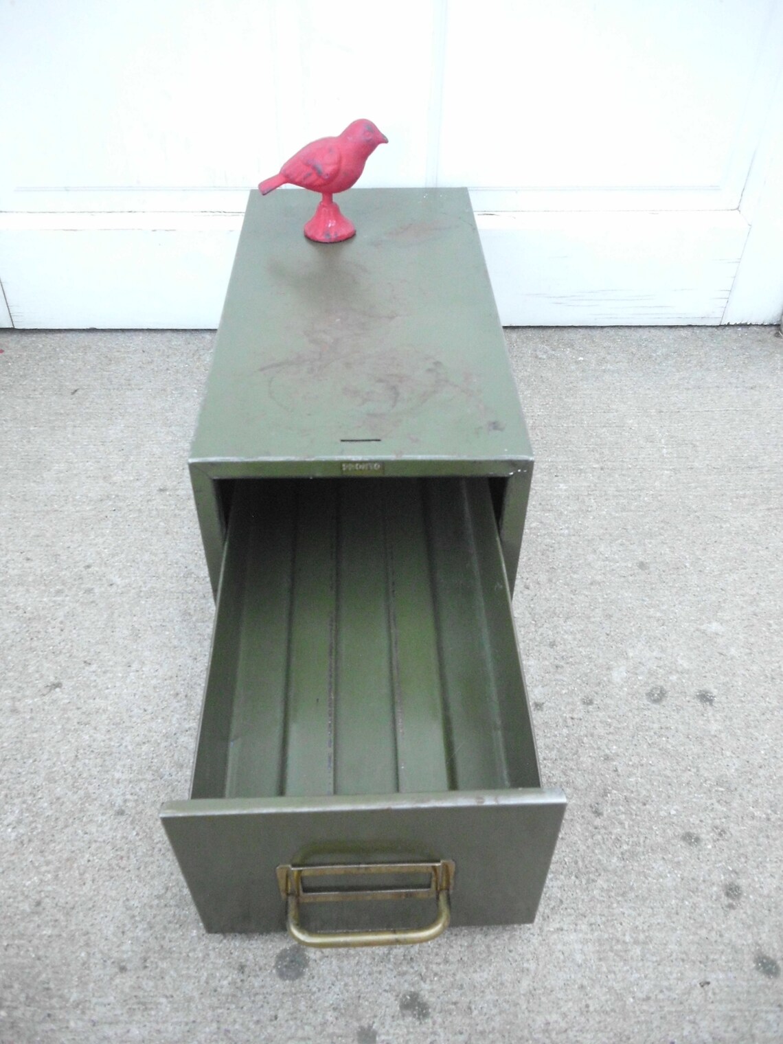 Green Metal Card File Box - Etsy