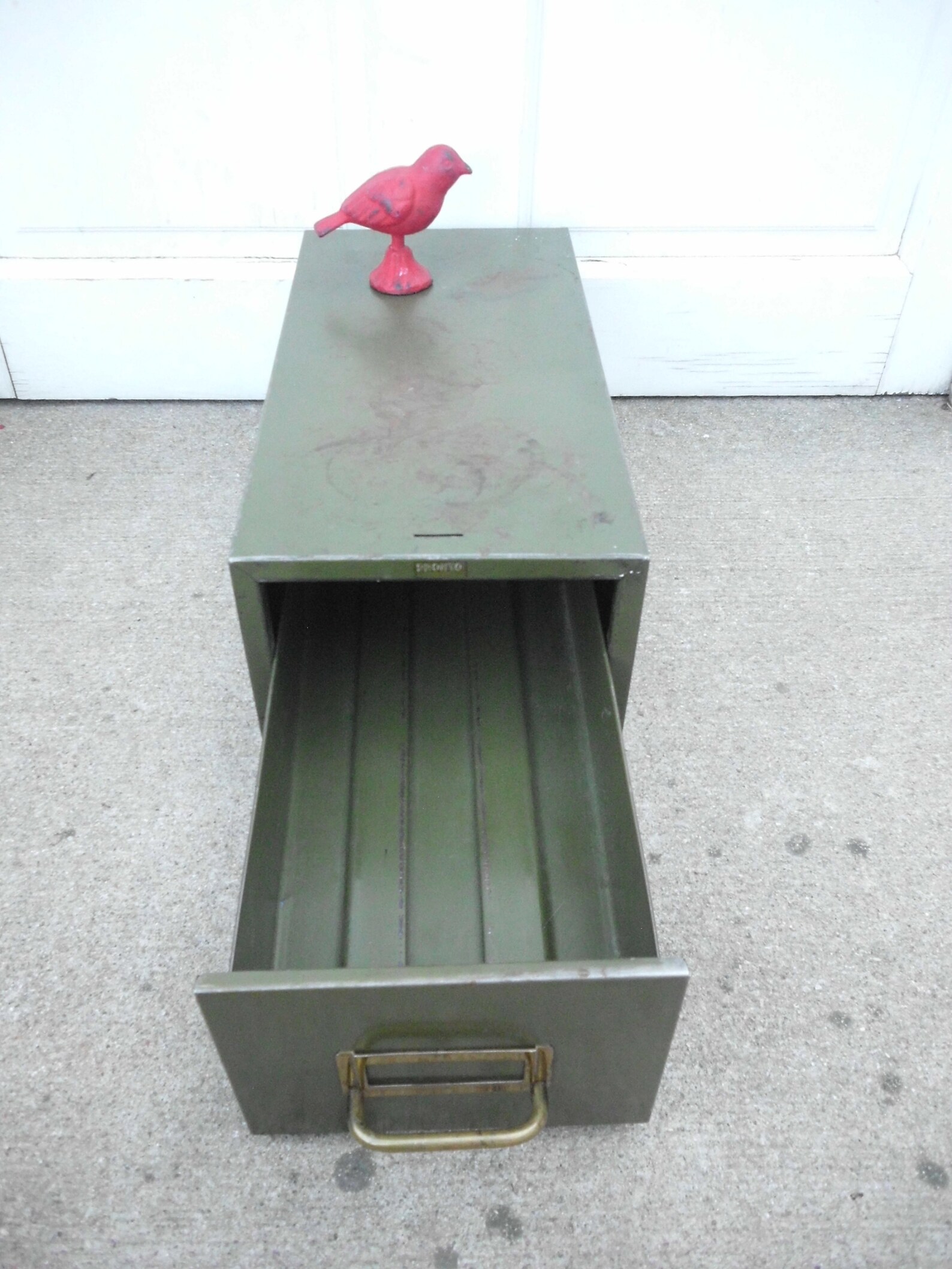 Green Metal Card File Box - Etsy