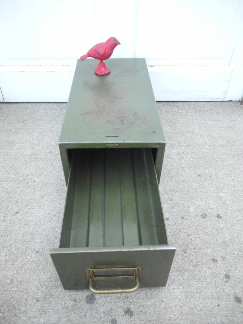 Green Metal Card File Box - Etsy