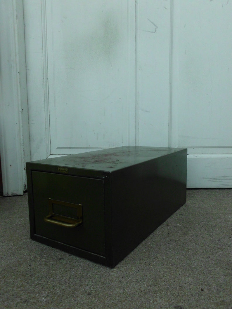 Green Metal Card File Box - Etsy