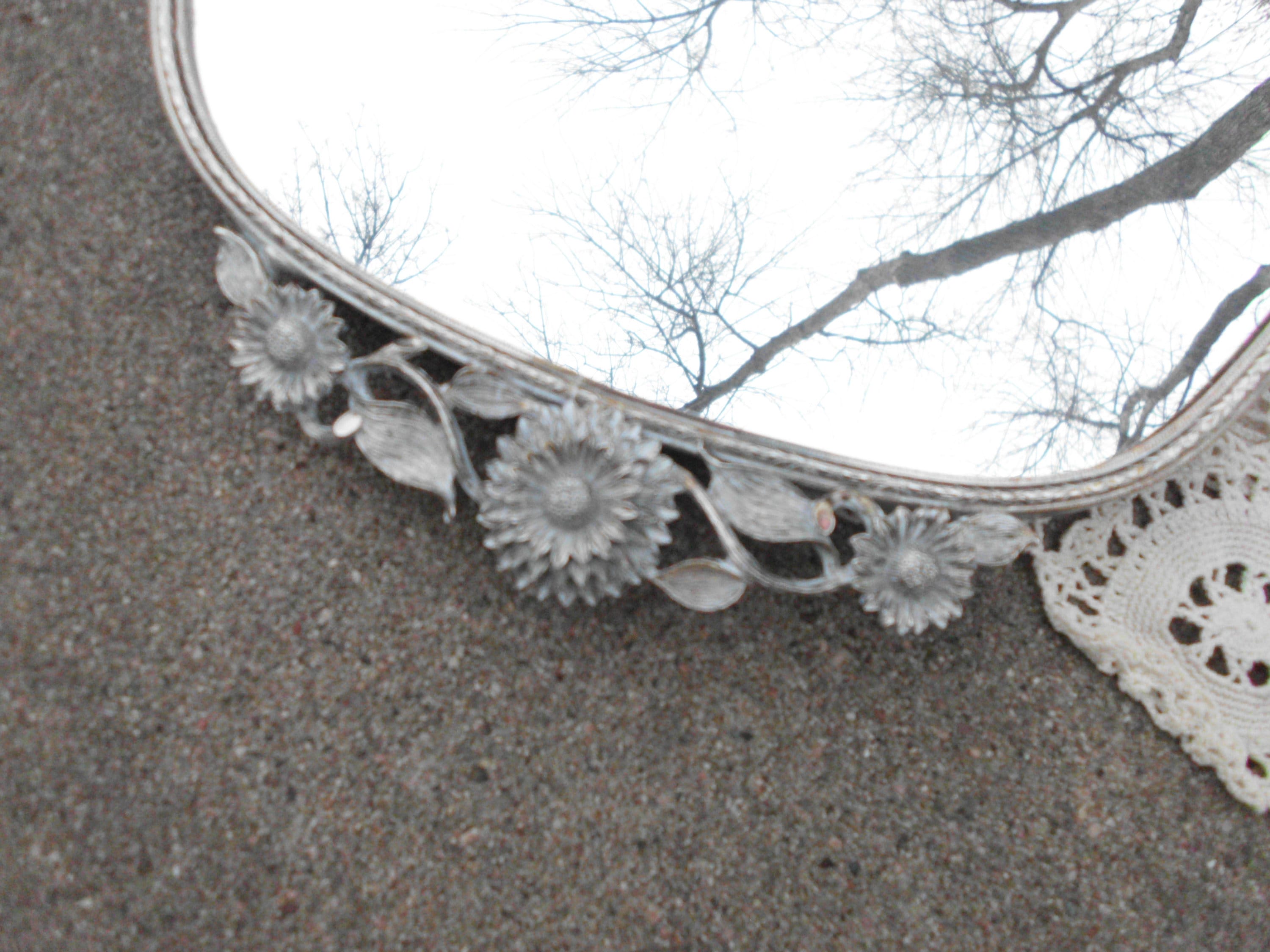 Silver Mirrored Vanity Tray | Etsy