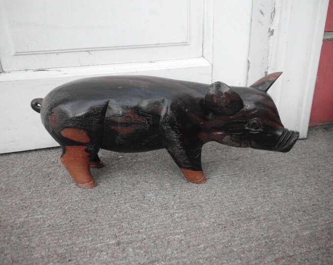 Large Carved Wood Pig Farmhouse Decor - Etsy