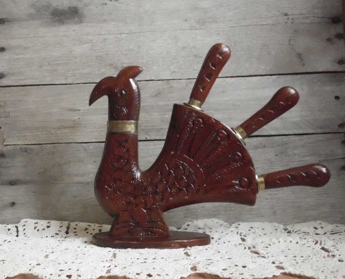 Carved Wood Bird Knife Holder - Etsy